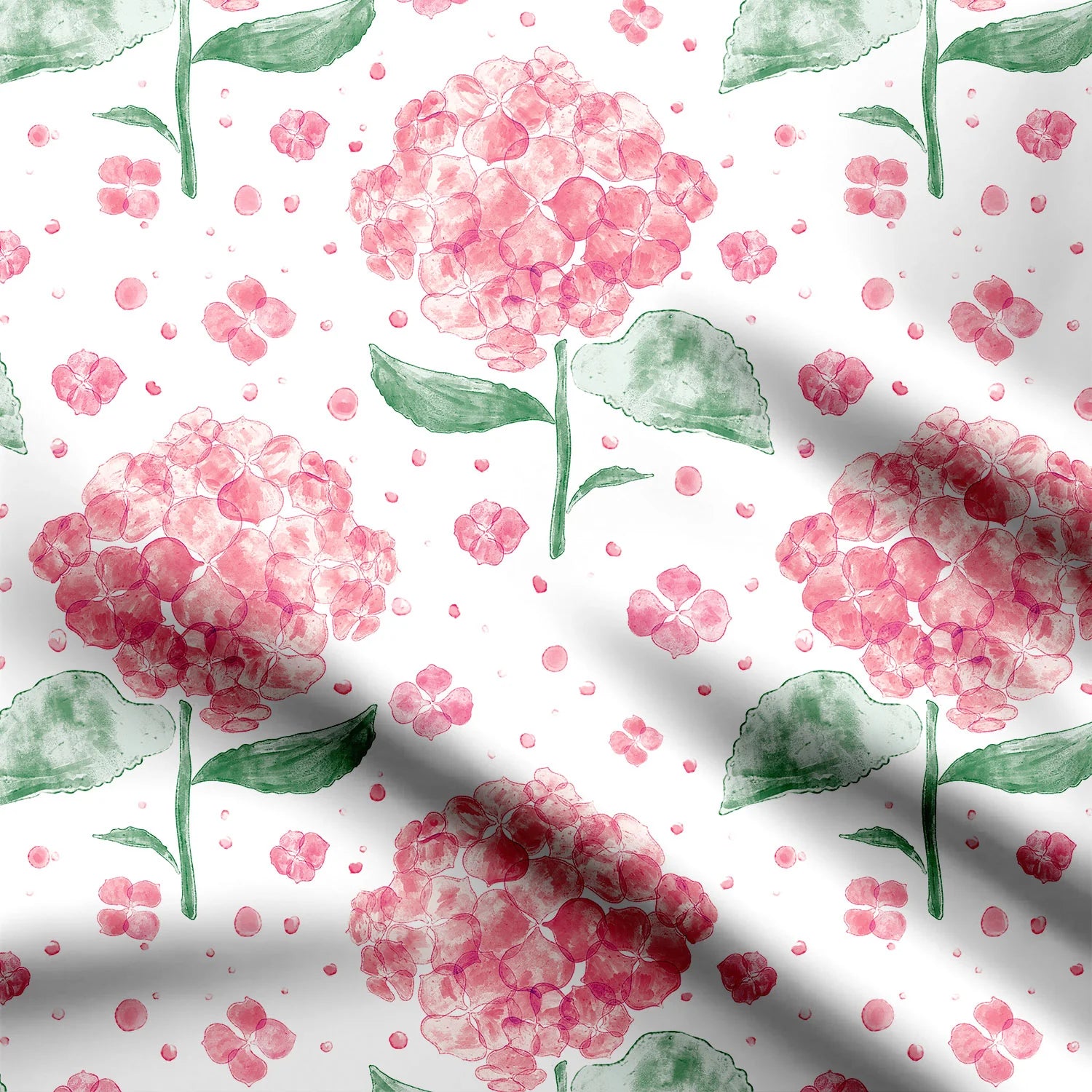 Pink Hydrangeas Print Fabric – My Store